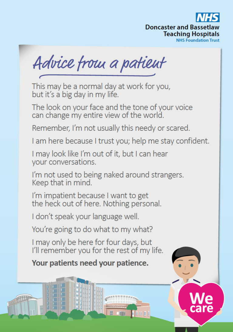 Advice from a patient - Doncaster and Bassetlaw Teaching Hospitals