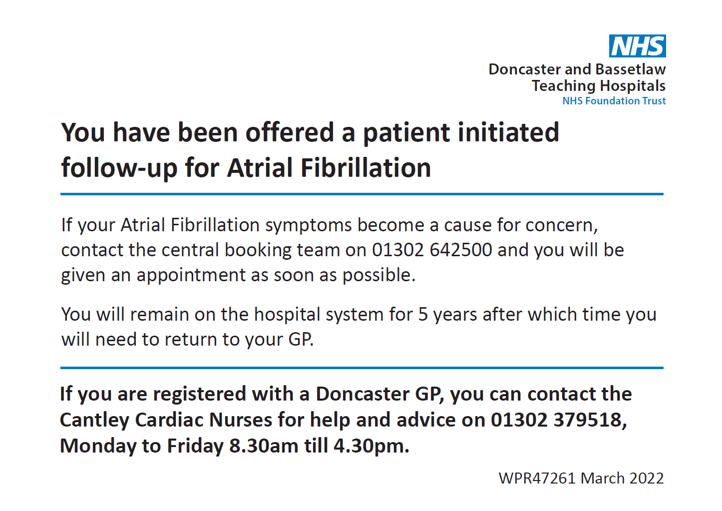 Patient Initiated Follow Up - Cardiology (Atrial Fibrillation ...