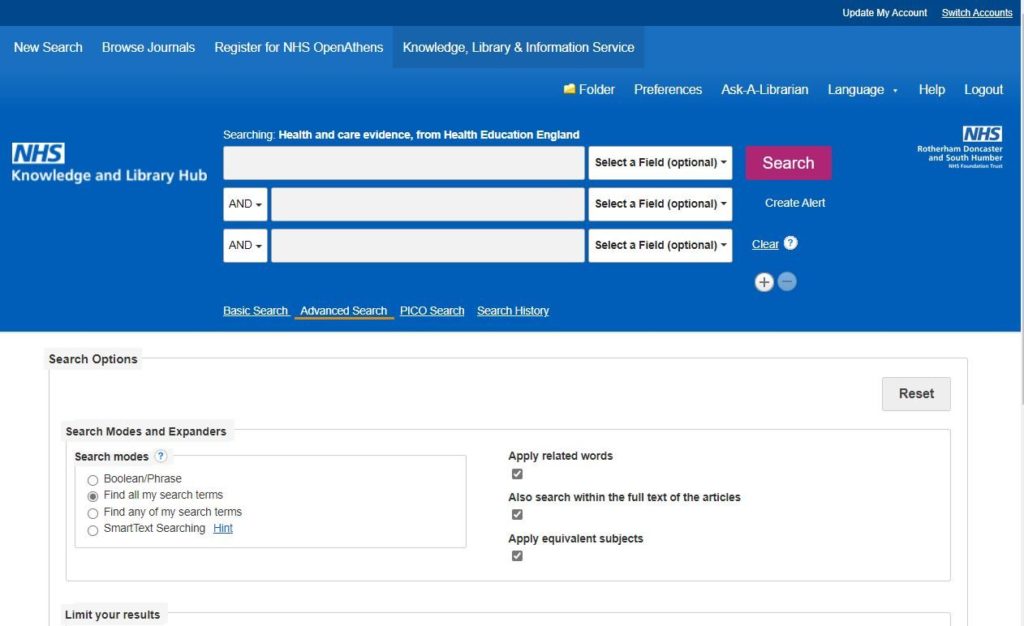 NHS Knowledge & Library Hub - in depth guide to searching - Doncaster ...